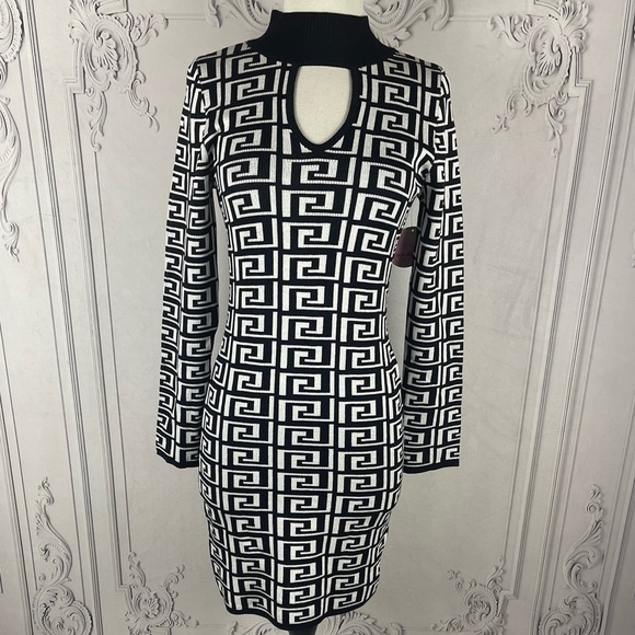 Dresses | Greek Key Keyhole Midi Sweater Dress | Poshmark